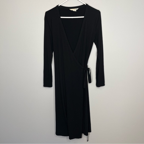 Boden | Dresses | Boden Dress Womens 6 Long Black Wrap Dress Stretch ...